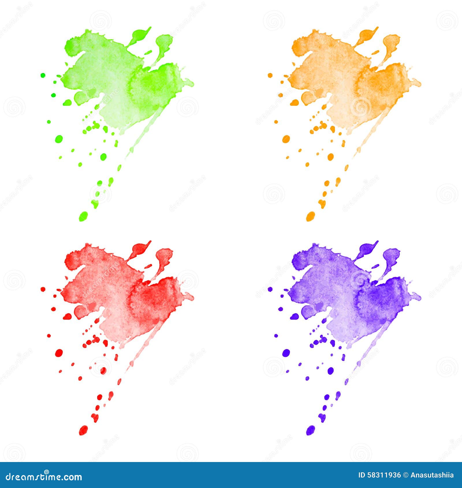 Vector Colorful Watercolor Stains Set Stock Vector - Illustration of ...
