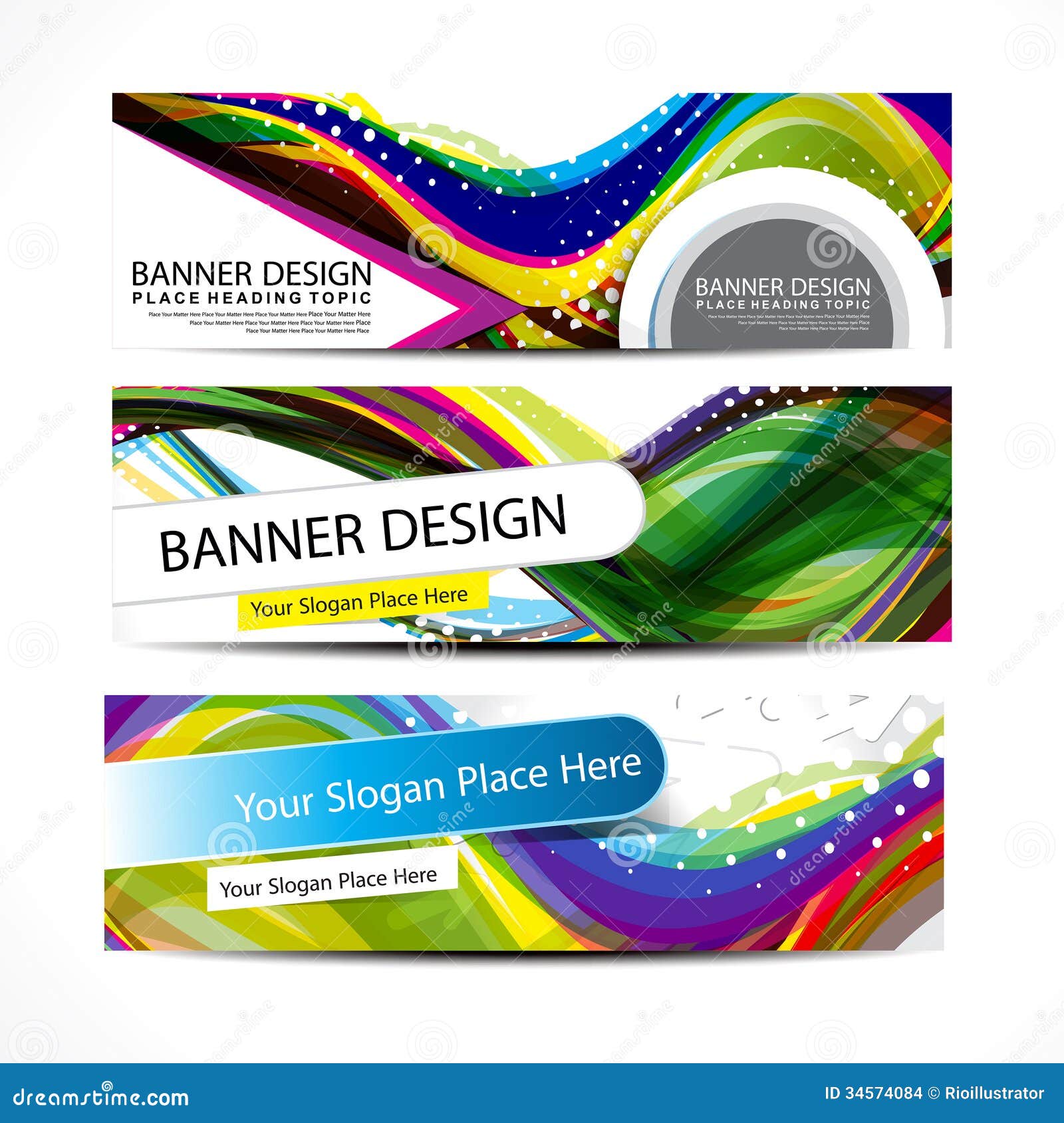 Vector Colorful Wave Banner Stock Vector - Illustration of falyer ...