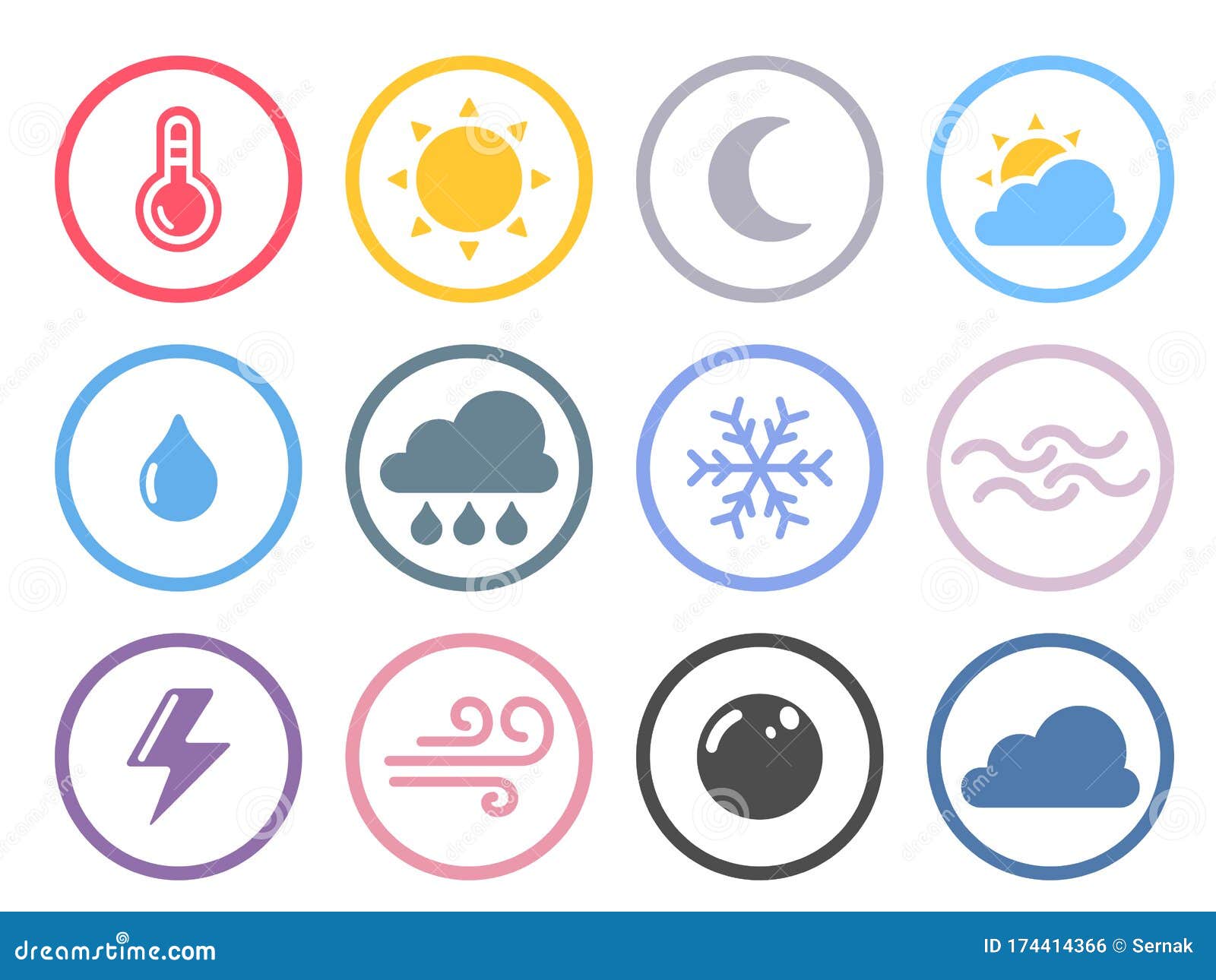 Colorful Weather Symbols Vector Illustration | CartoonDealer.com #31022680