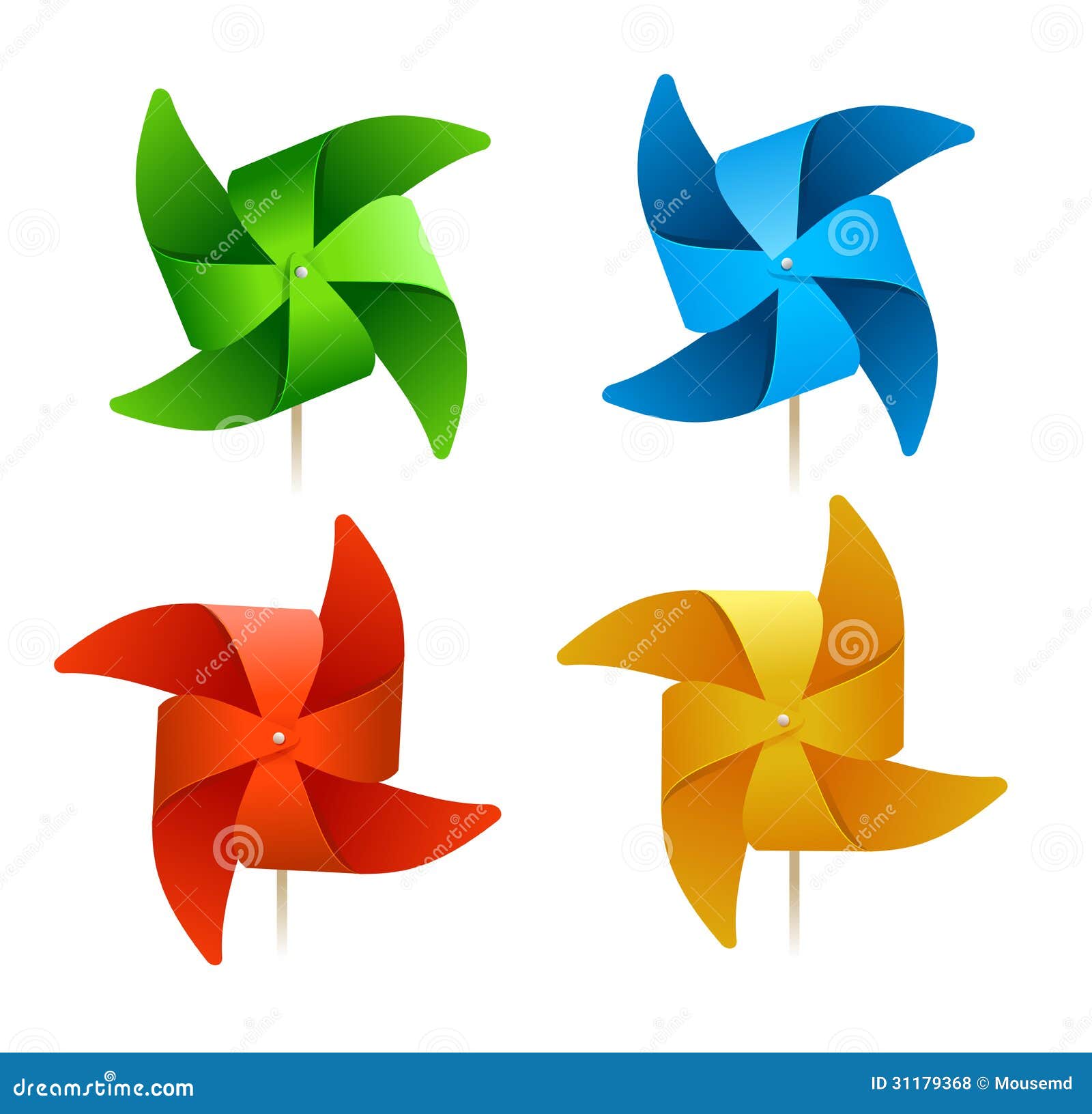 Set Of Colorful Windmills And Watermills Of Different Types - Smock ...