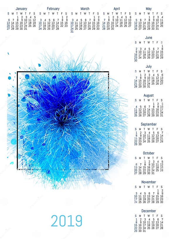 Vector Colorfull Design Calendar 2019 Stock Illustration - Illustration ...