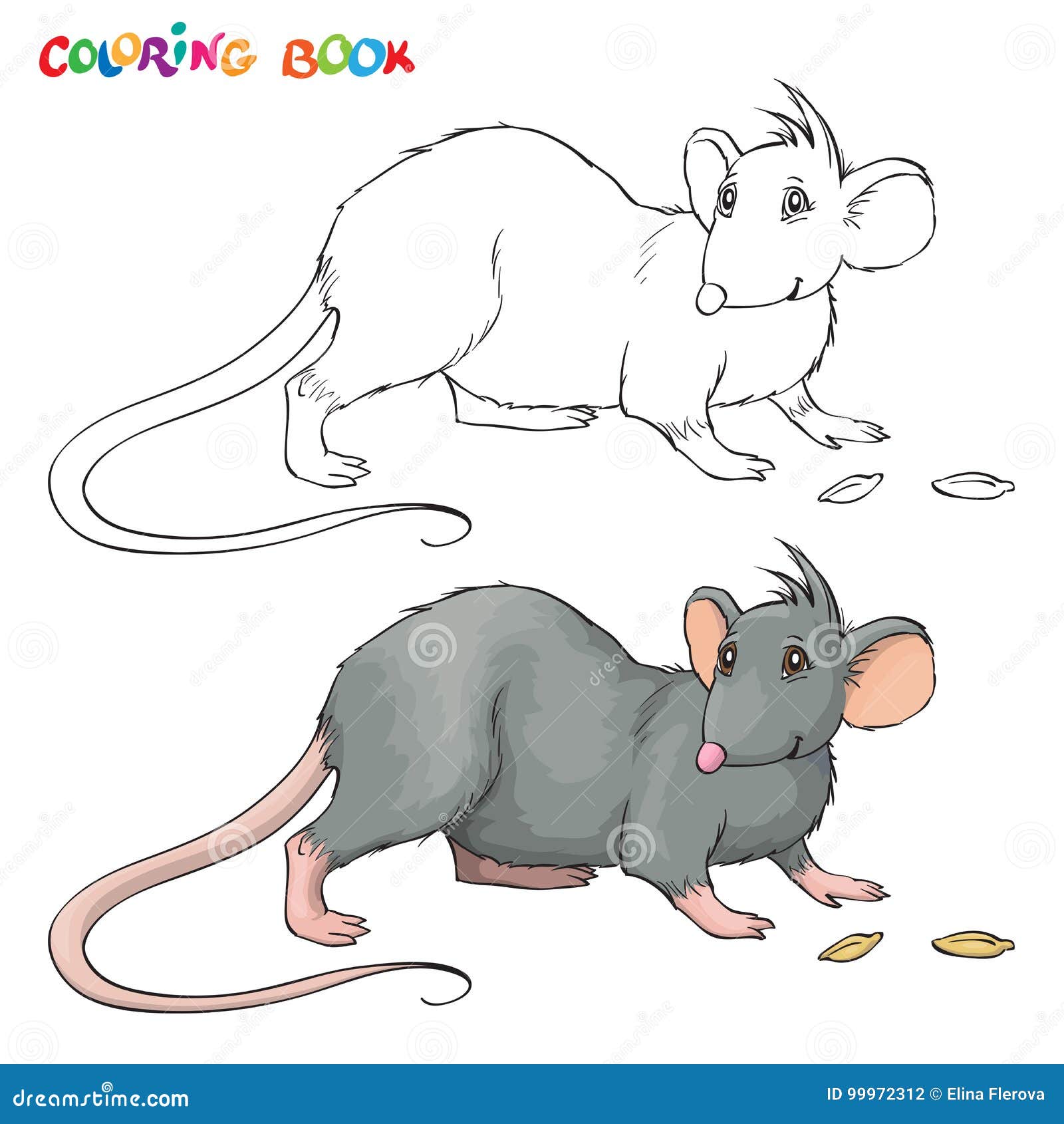 Vector Coloring Book for Children with Rat. Stock Vector - Illustration ...