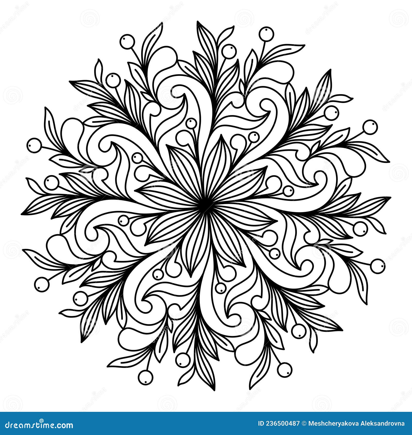 VECTOR COLORING in the FORM of a ROUND PLANT MANDALA Stock Vector ...