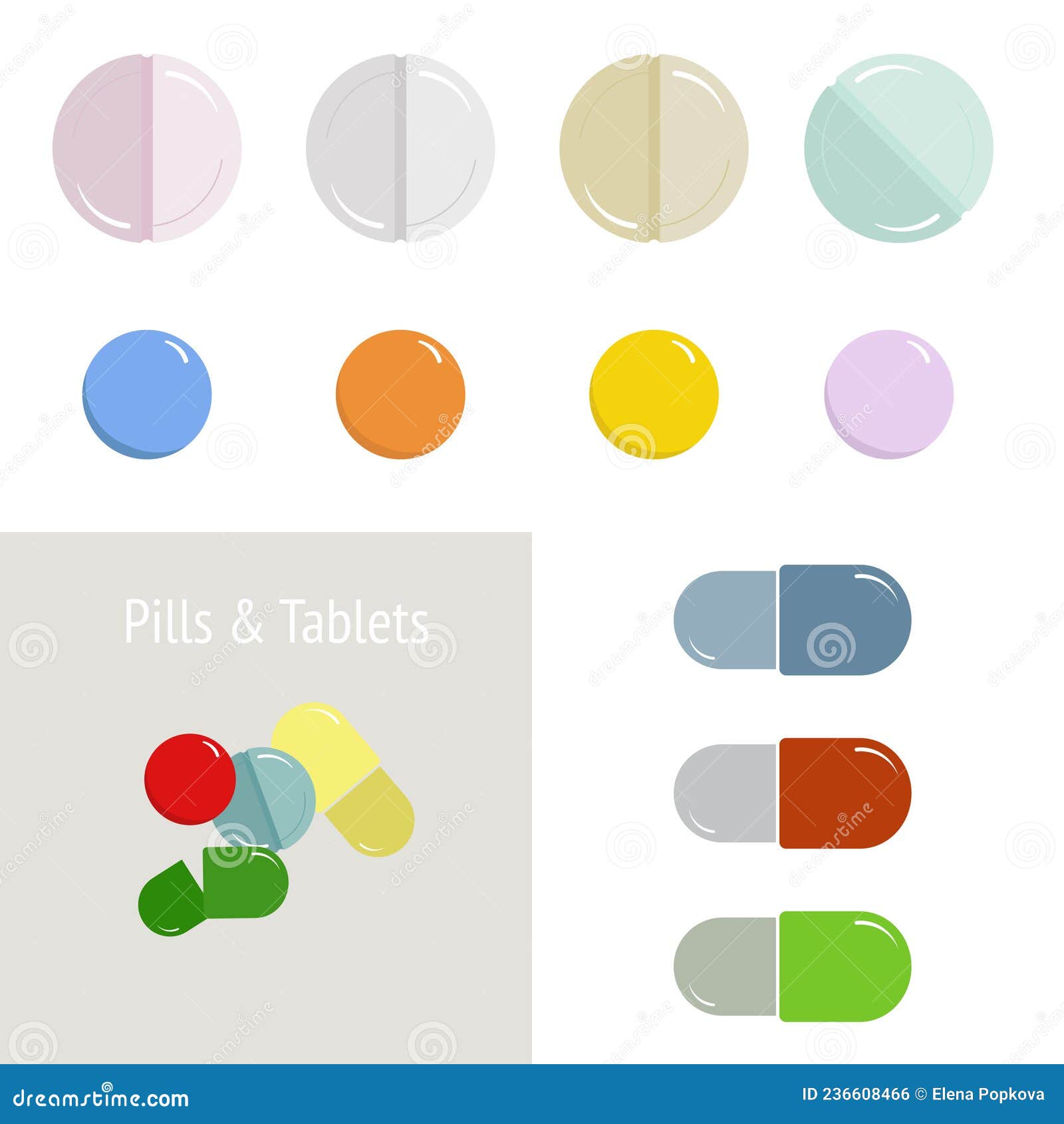 Vector Coloured Pills Isolated on a White Background Stock Vector ...