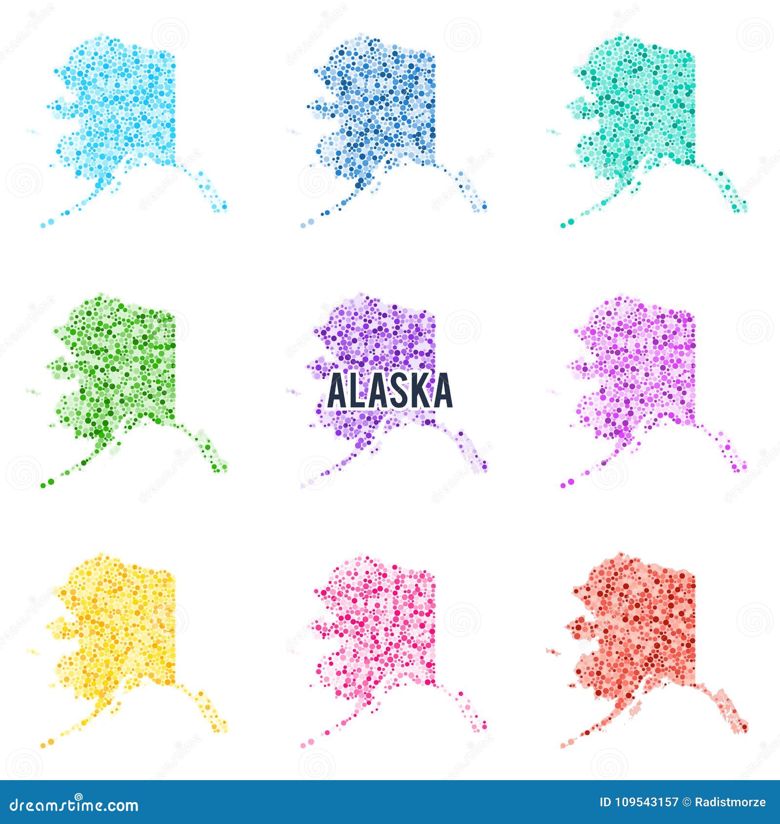 Vector Colourful Dotted Map of the State of Alaska. Stock Illustration ...
