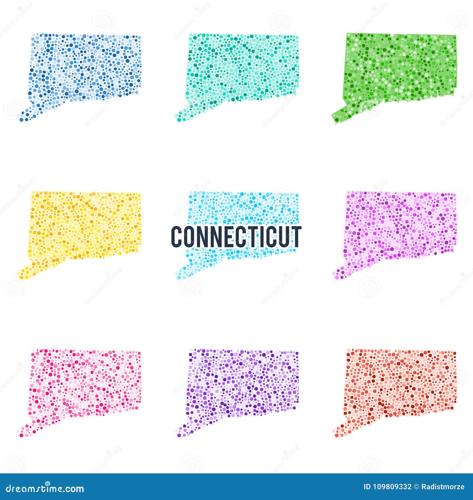 Vector Colourful Dotted Map of the State of Connecticut. Stock ...