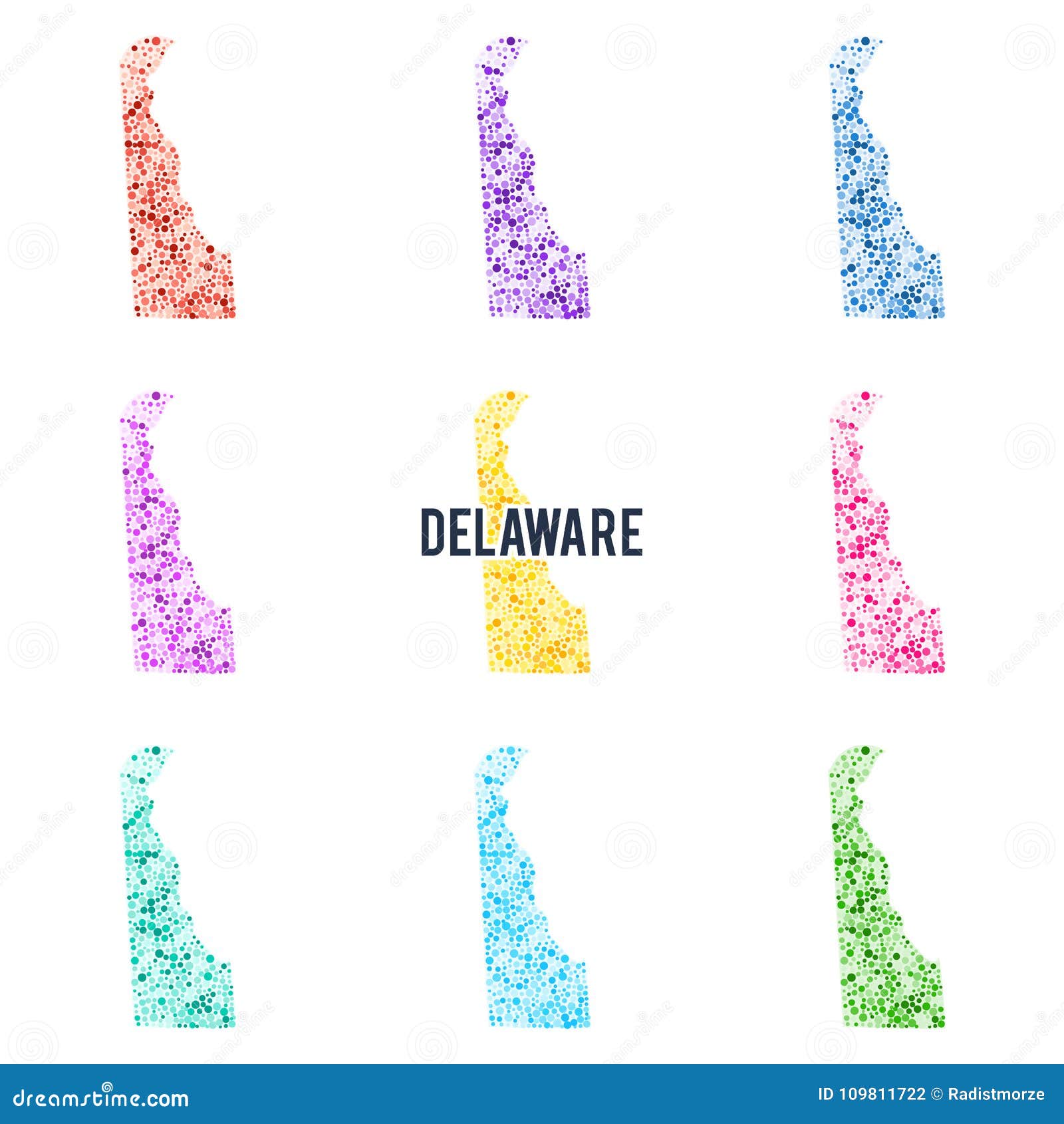 Vector Colourful Dotted Map of the State of Delaware. Stock ...