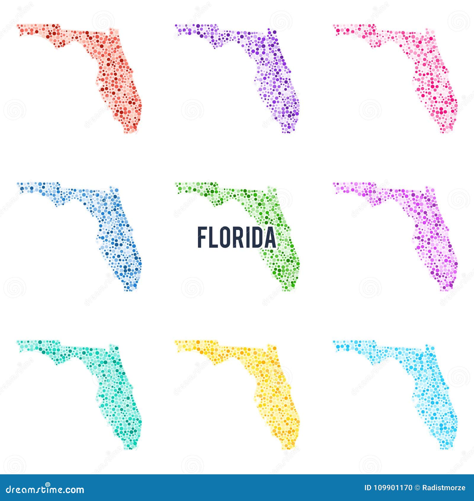 Vector Colourful Dotted Map of the State of Florida. Stock Illustration ...