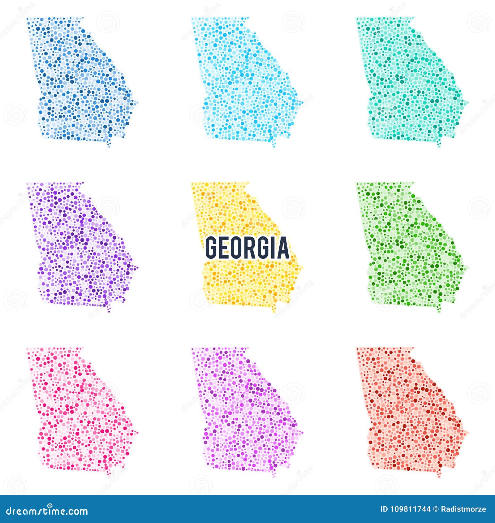 Vector Colourful Dotted Map of the State of Georgia. Stock Illustration ...