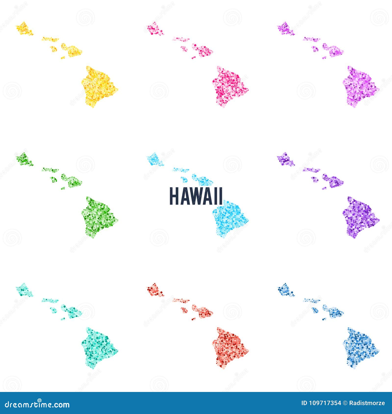Vector Colourful Dotted Map of the State of Hawaii. Stock Illustration ...
