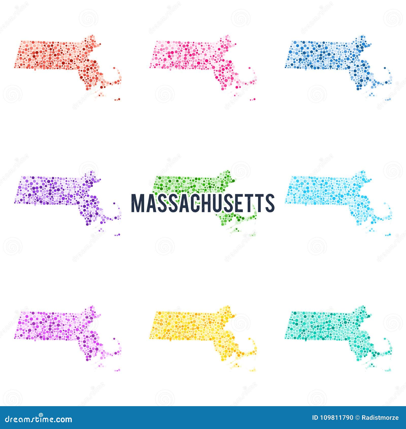 Vector Colourful Dotted Map of the State of Massachusetts. Stock ...