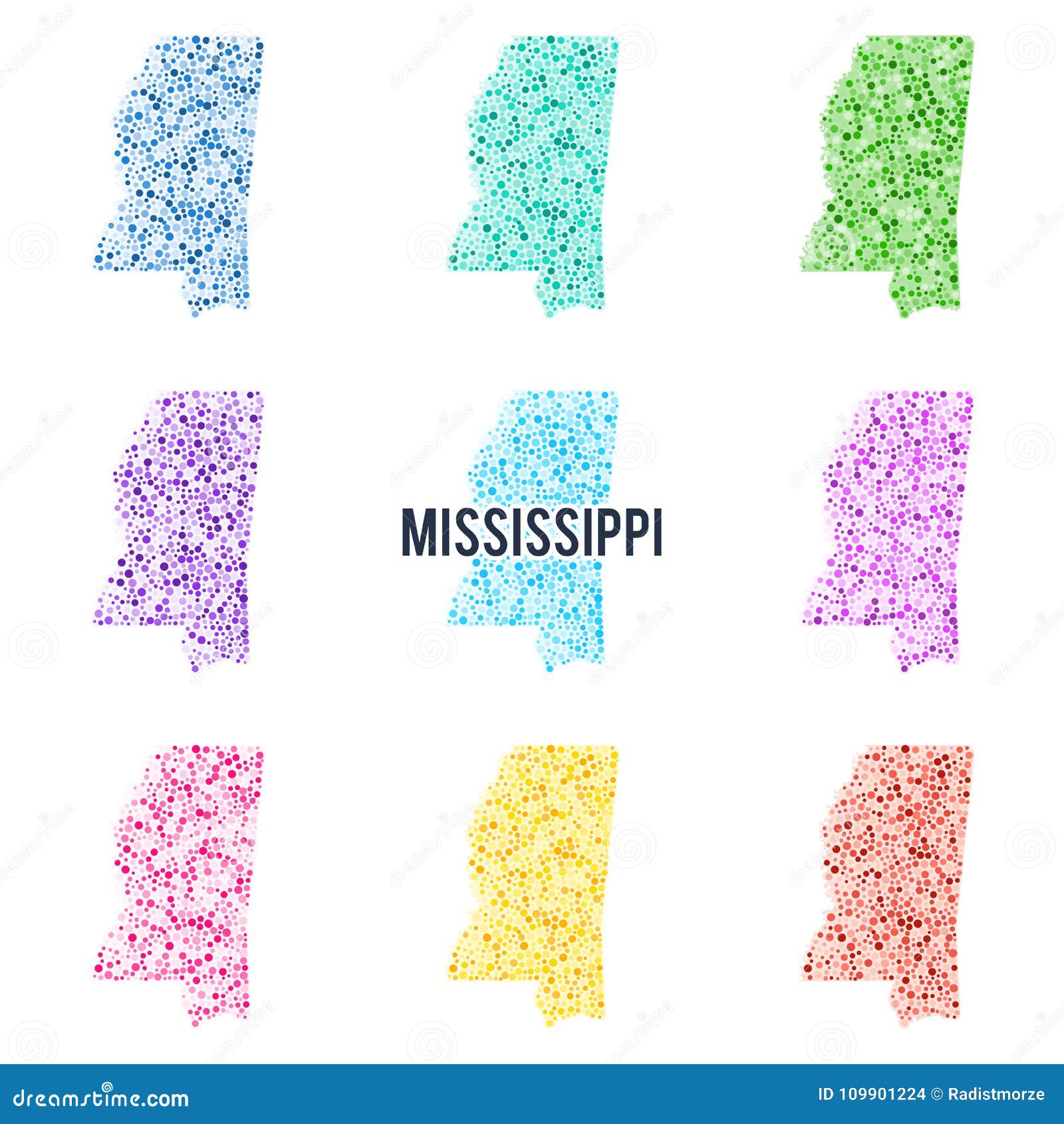 Vector Colourful Dotted Map of the State of Mississippi. Stock ...