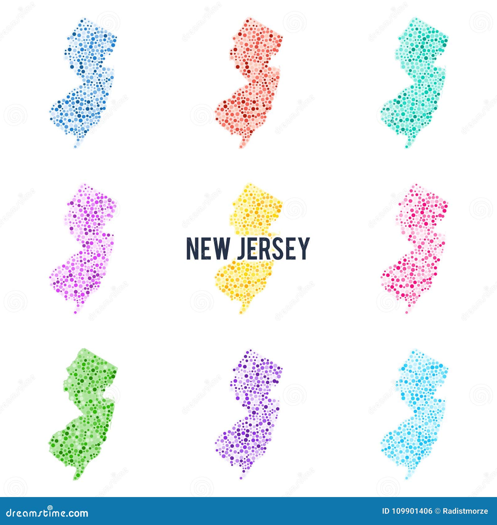 Vector Colourful Dotted Map of the State of New Jersey. Stock ...
