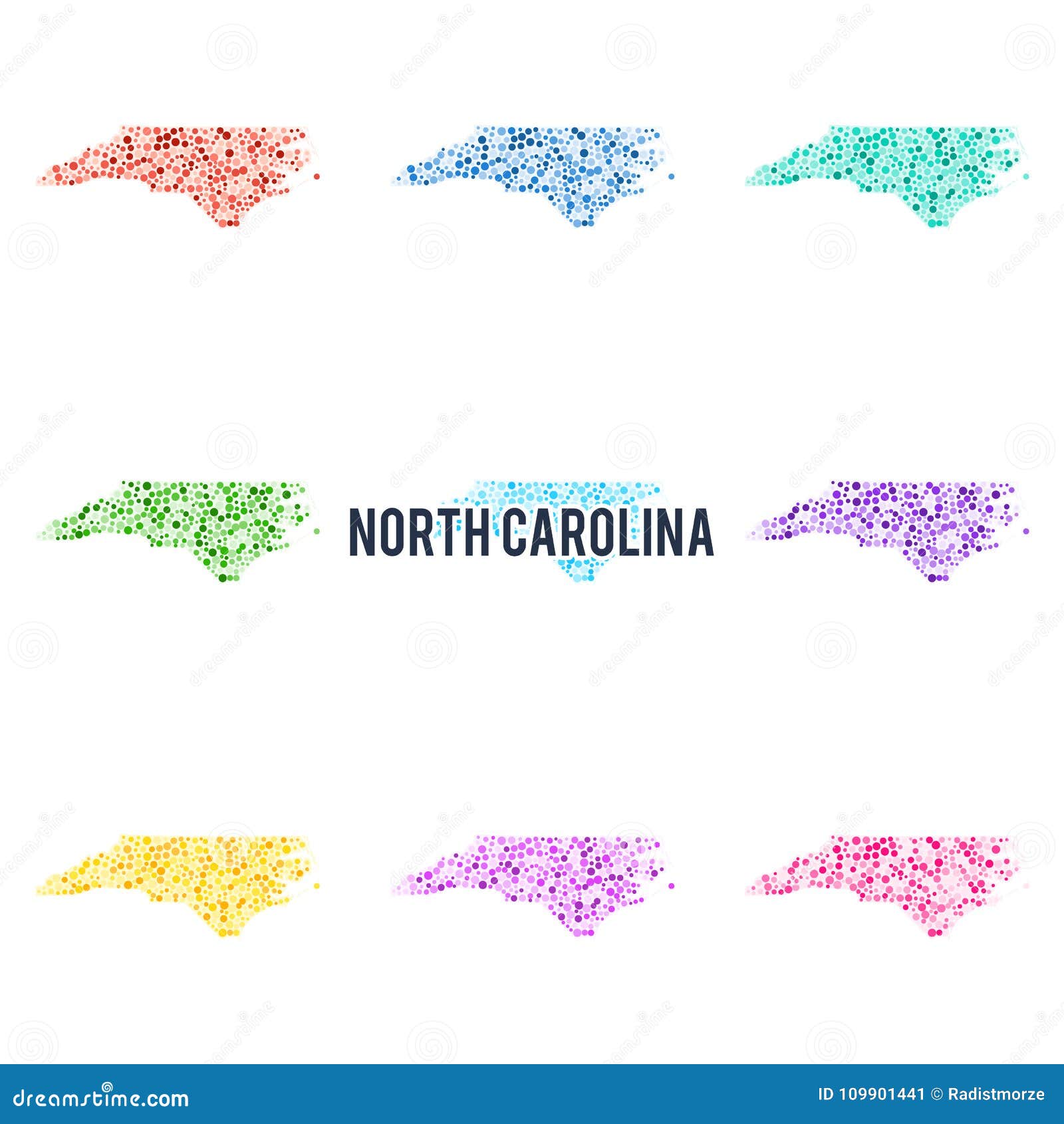 Vector Colourful Dotted Map of the State of North Carolina. Stock ...