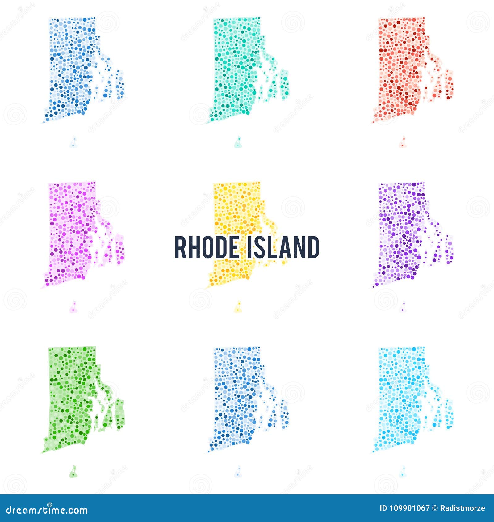 Vector Colourful Dotted Map of the State of Rhode Island. Stock ...