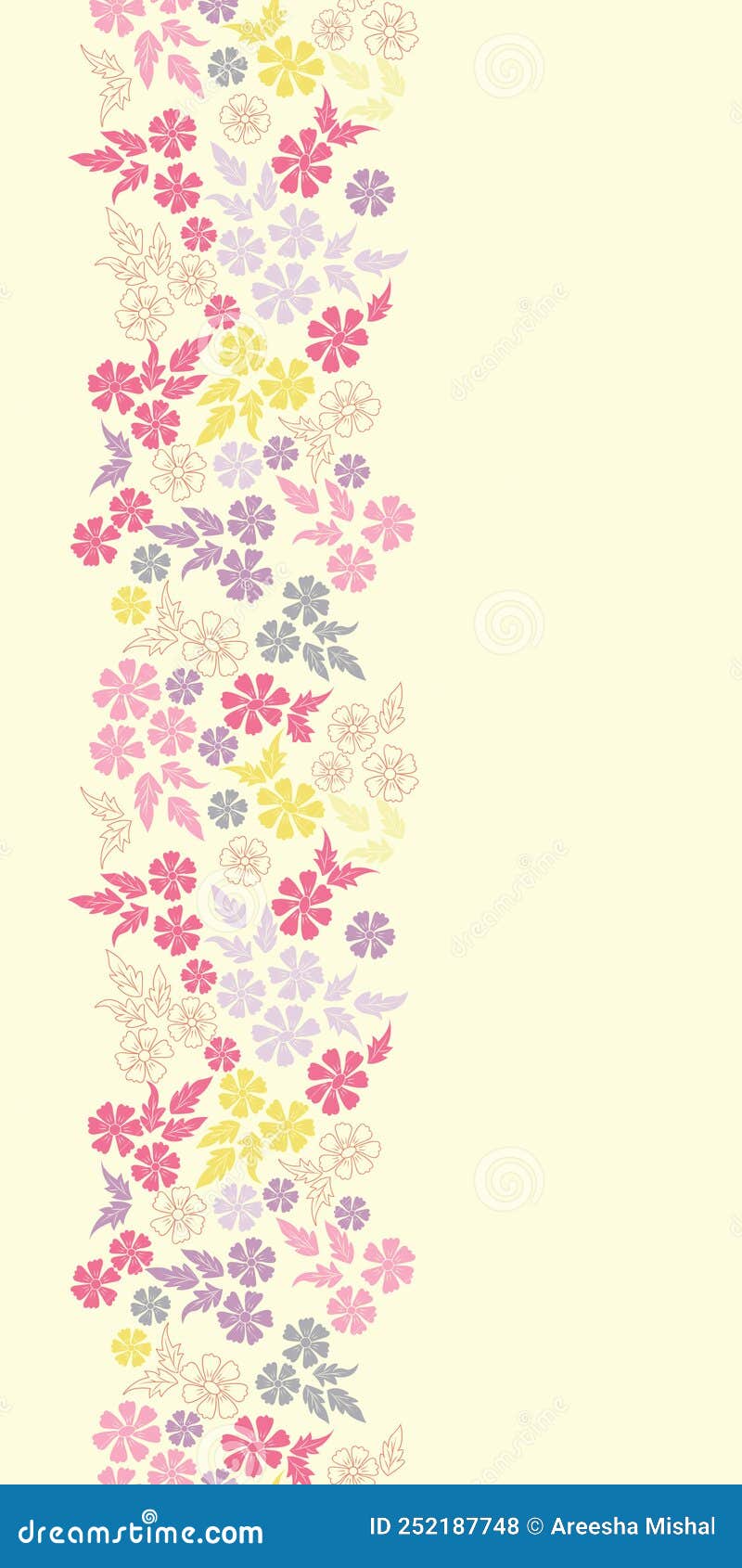 Vector Colourful Flowers Bouquets on Light Vertical Stripe Seamless ...