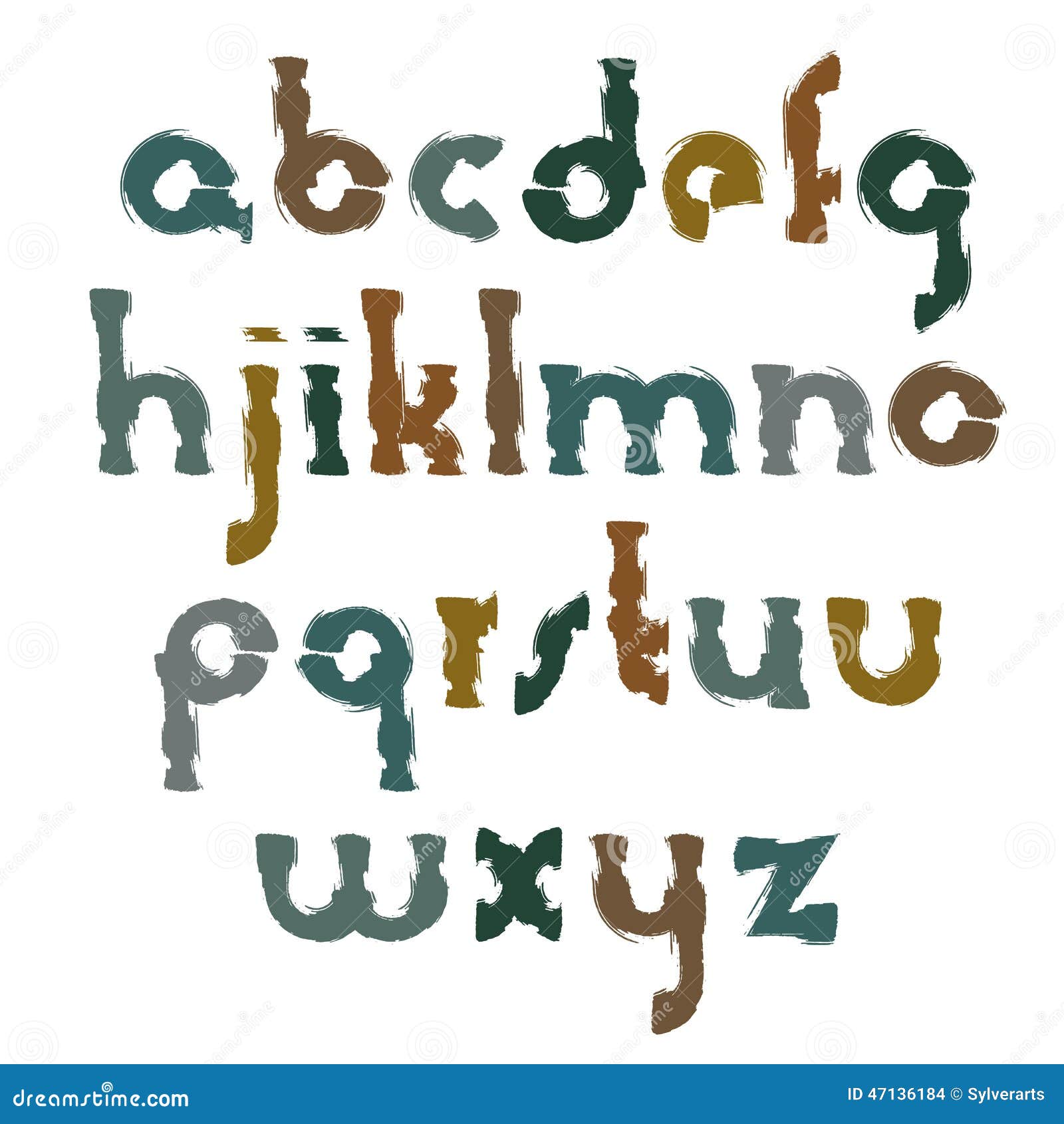 Vector Smeared Alphabet Letters Set, Hand-drawn Colorful Script, Bright ...