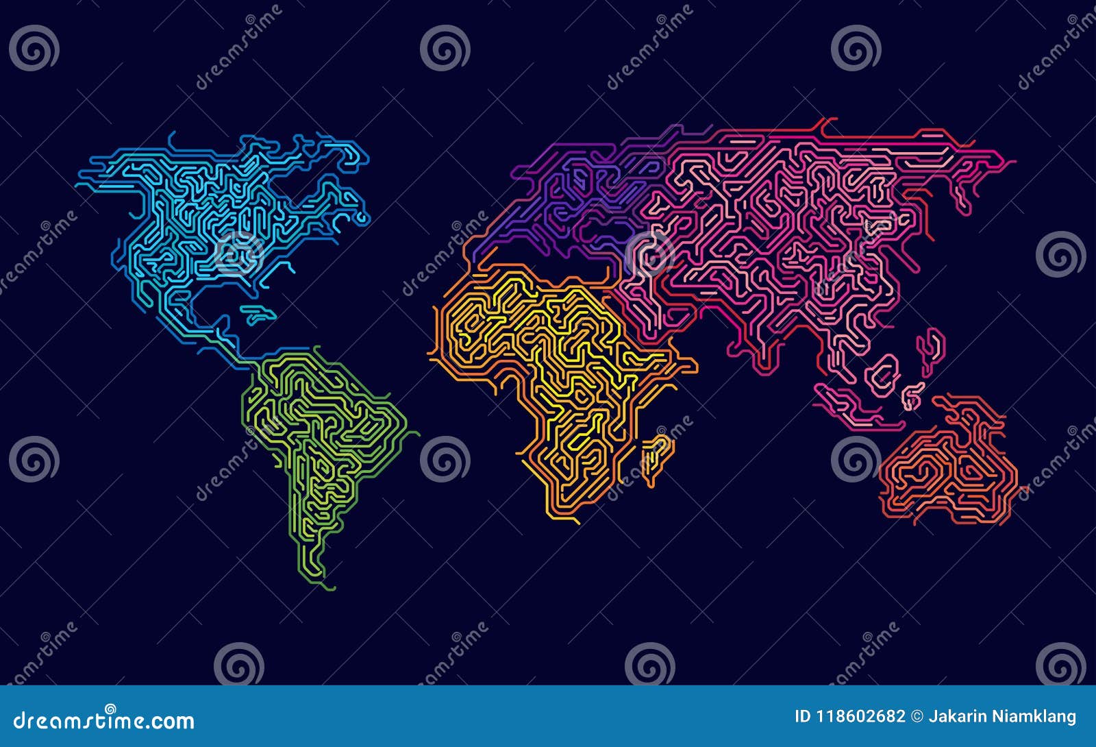 Colourful Continents World Map Cartoon Vector | CartoonDealer.com #49493575