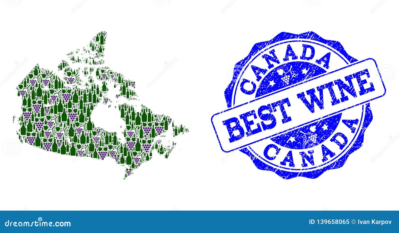 Composition of Grape Wine Map of Canada and Best Wine Stamp Stock ...