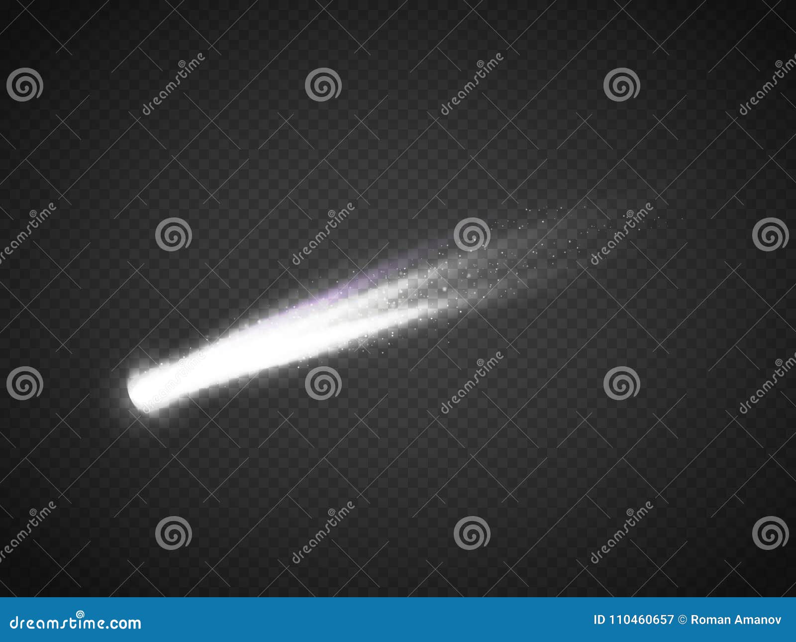 Vector Comet with Large Dust. Falling Star. Glow Light Effect Stock ...
