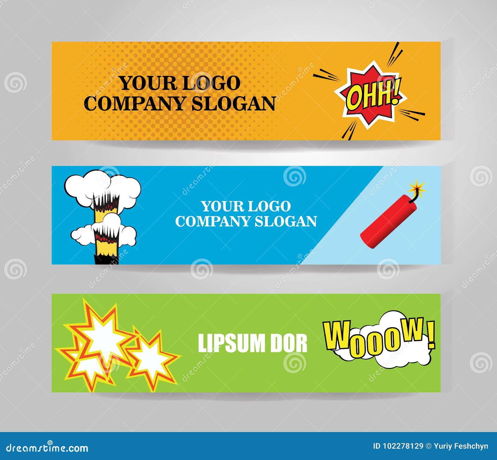 Vector comic Banners stock illustration. Illustration of design - 102278129