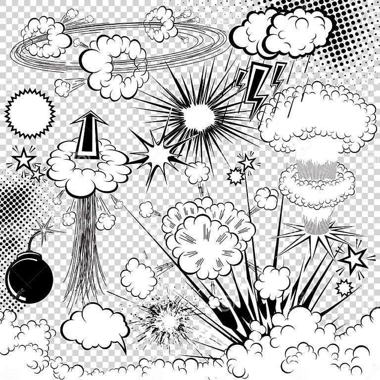 Vector Comic Book Explosion Elements Stock Vector - Illustration of ...