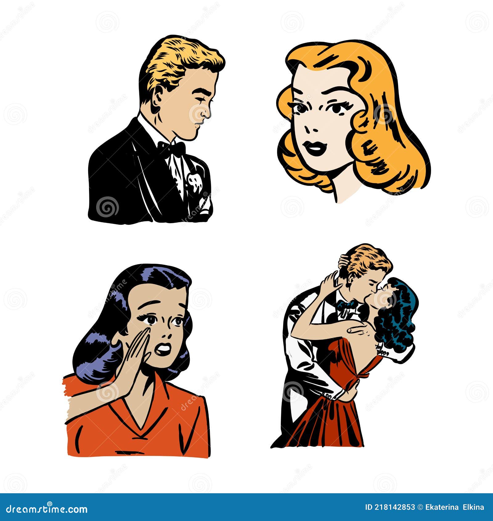 Vector Comic Book View of Characters Facial Expression Stock Vector ...