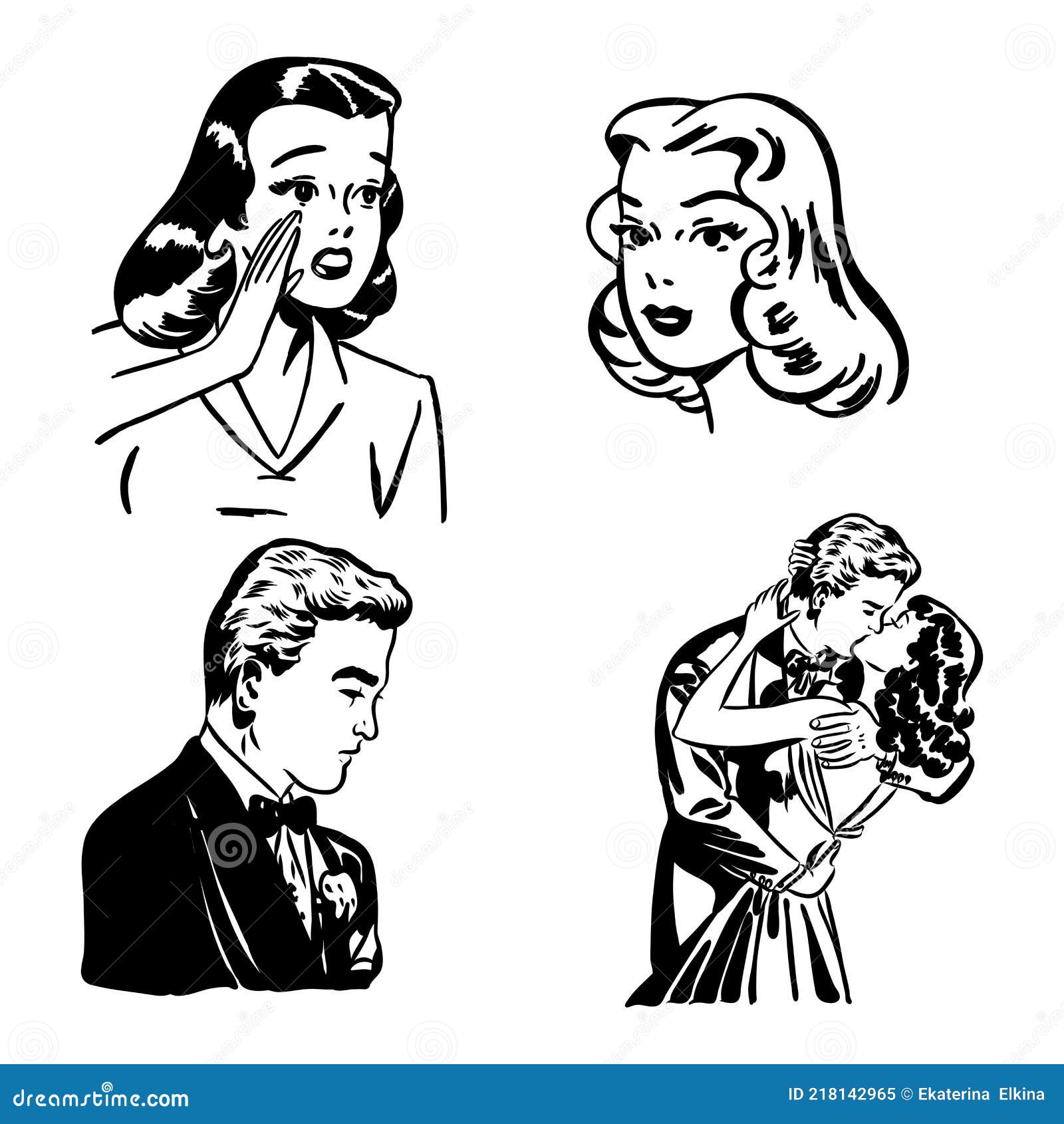 Vector Comic Book View of Characters Facial Expression Stock Vector ...
