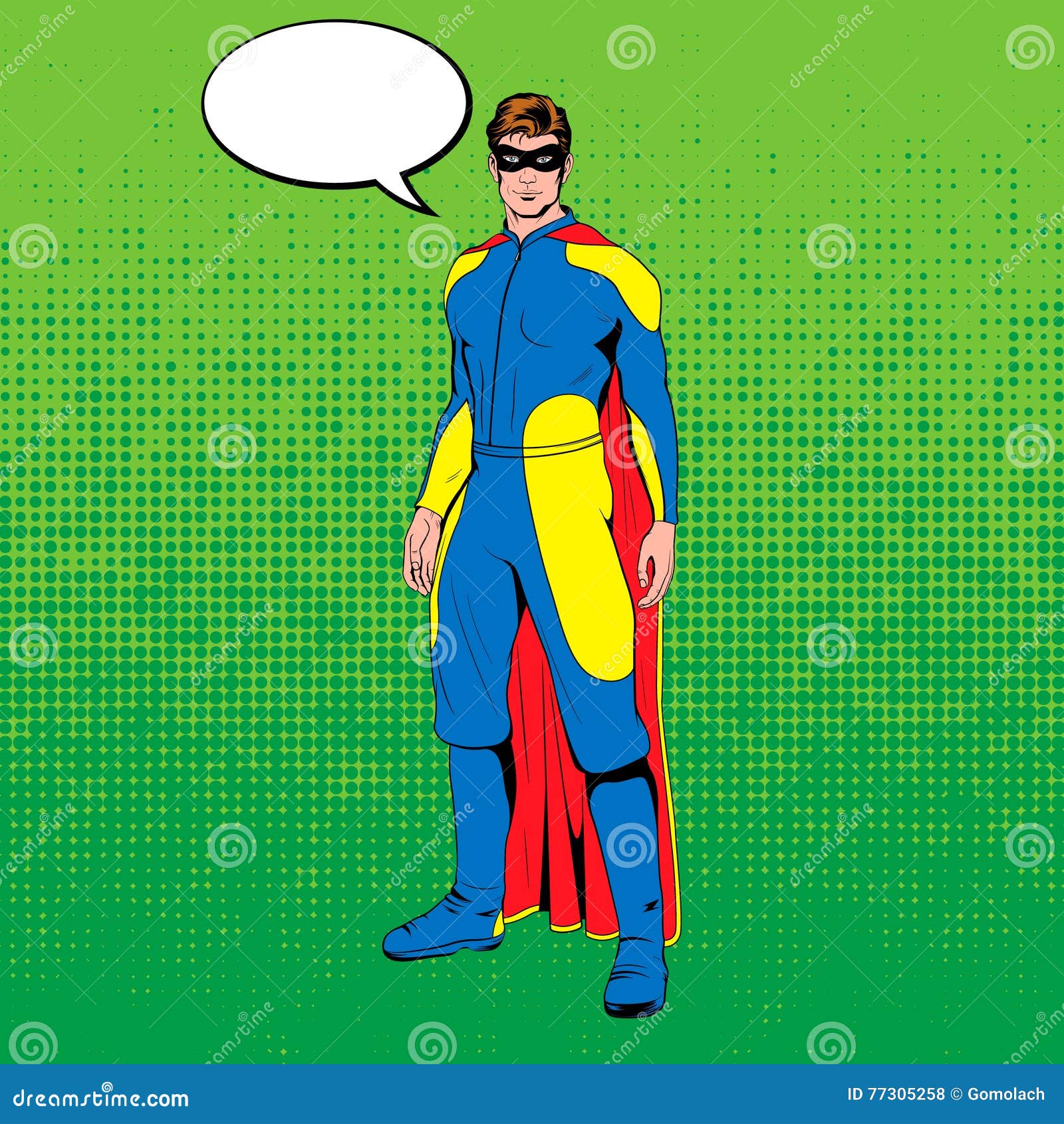 Vector comic superhero. stock vector. Illustration of mask - 77305258