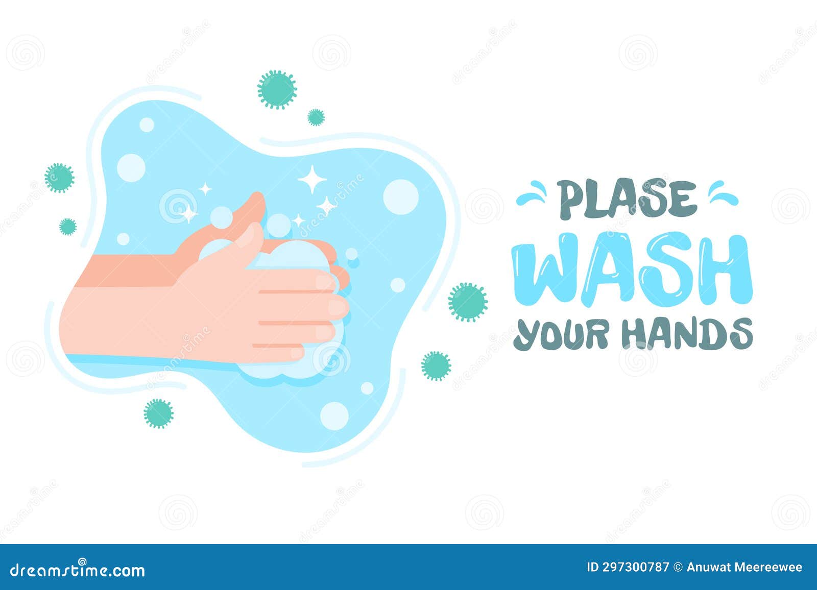 Vector Comics Hand Washing with Soap and Water To Kill Viruses Stock ...