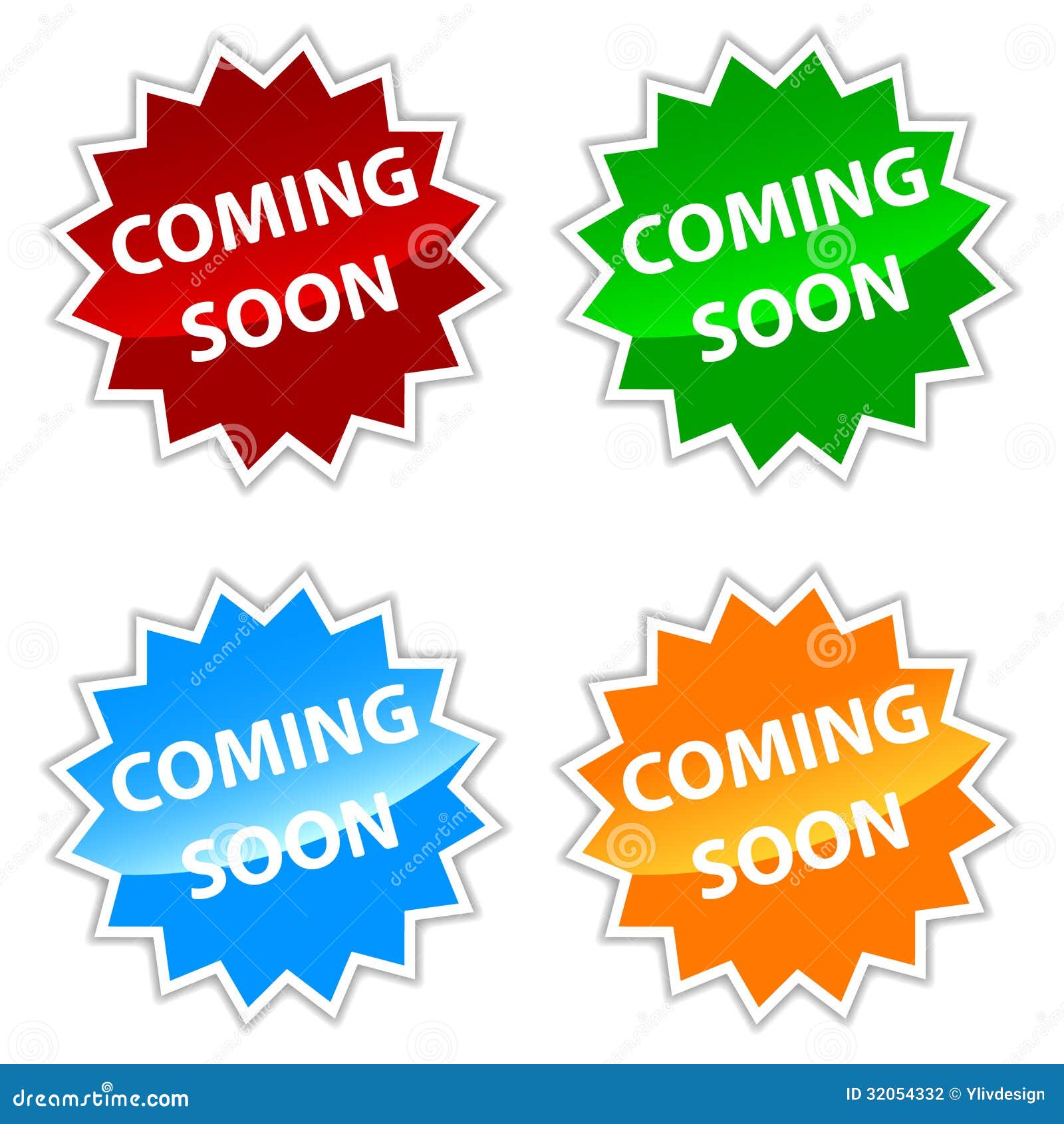 Vector Coming Soon Curled Stickers | CartoonDealer.com #53873484