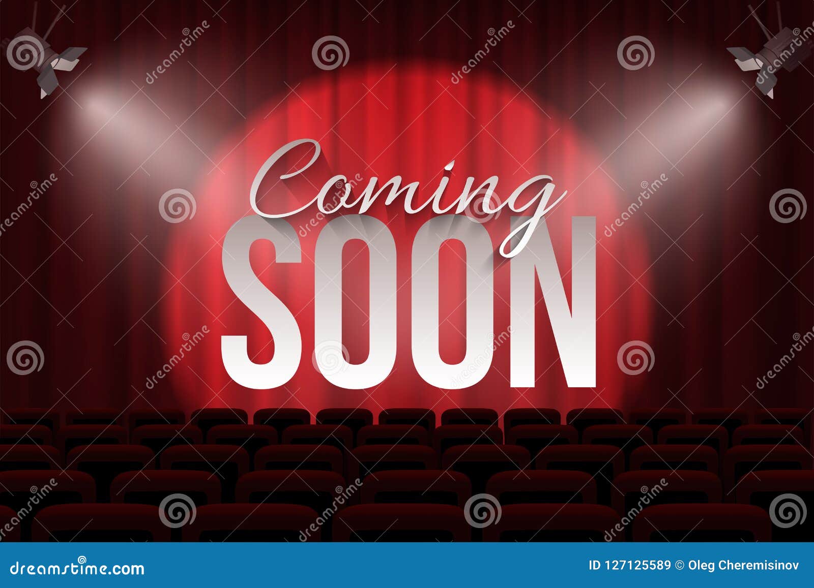 Vector Coming Soon Text On Stage Background Under Spot Lights ...