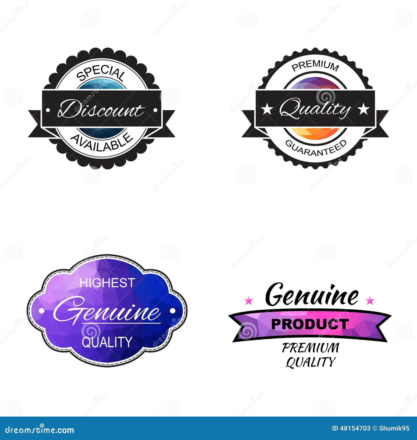 Vector Commercial Stamps Set in Polygonal Style Stock Vector ...