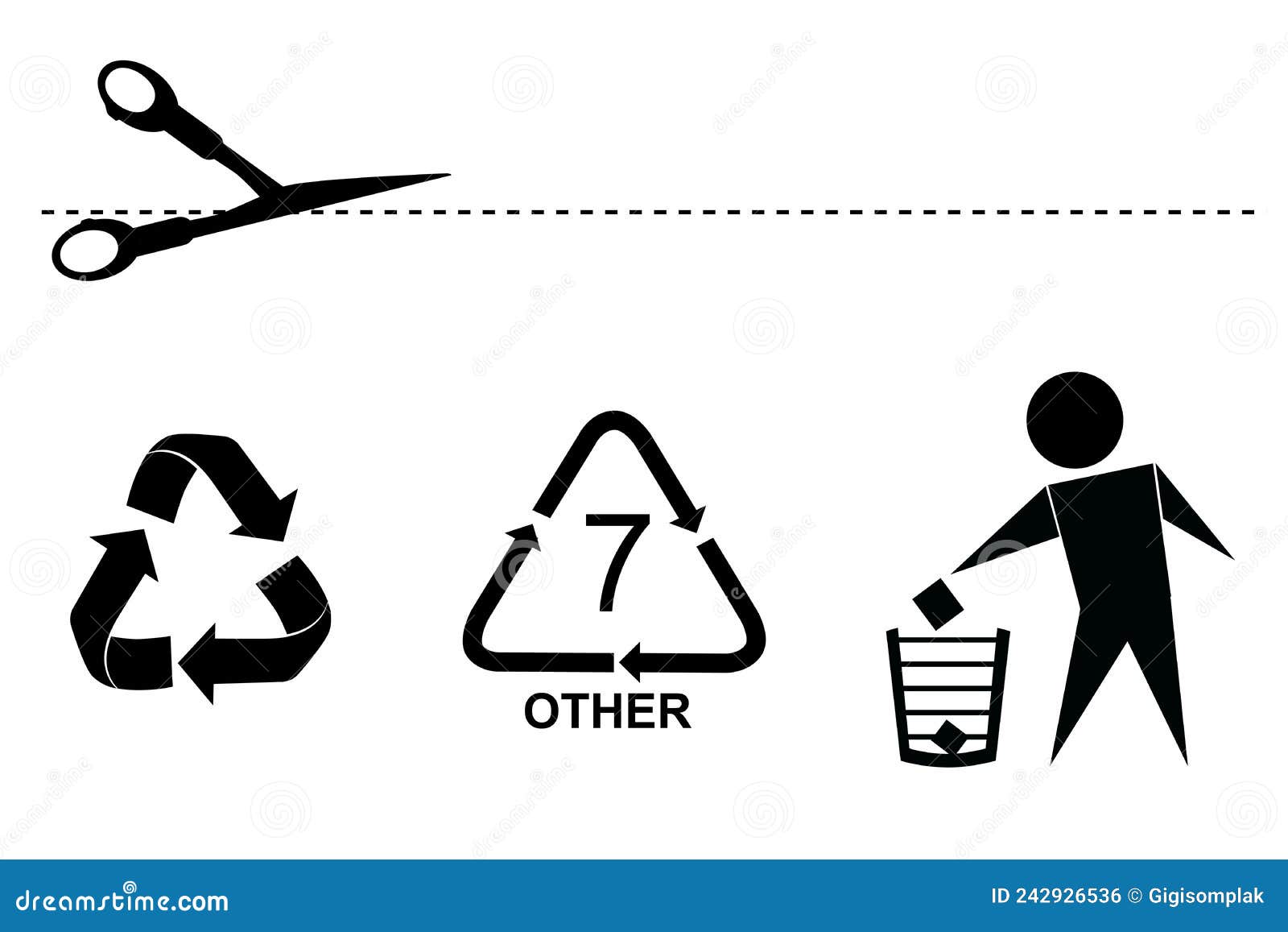 Simple Vector Common Sign at Consumer Goods Product, Cut Here, Recycle ...