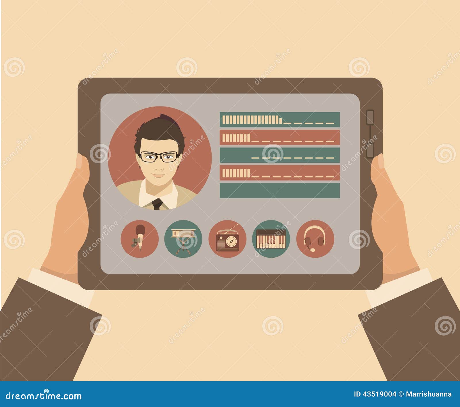 Vector Communication Settings on the Tablet Stock Vector - Illustration ...