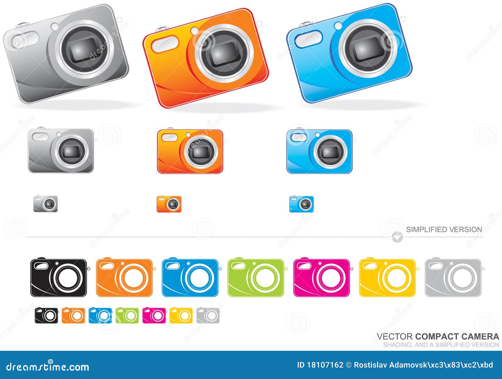 Vector Compact Camera stock vector. Illustration of pink - 18107162