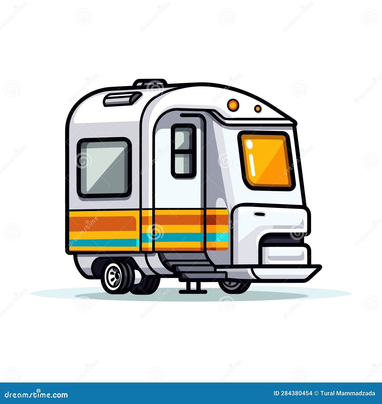 Camper Van Parked On The Edge Of A Tranquil Forest Lake With Woodland ...