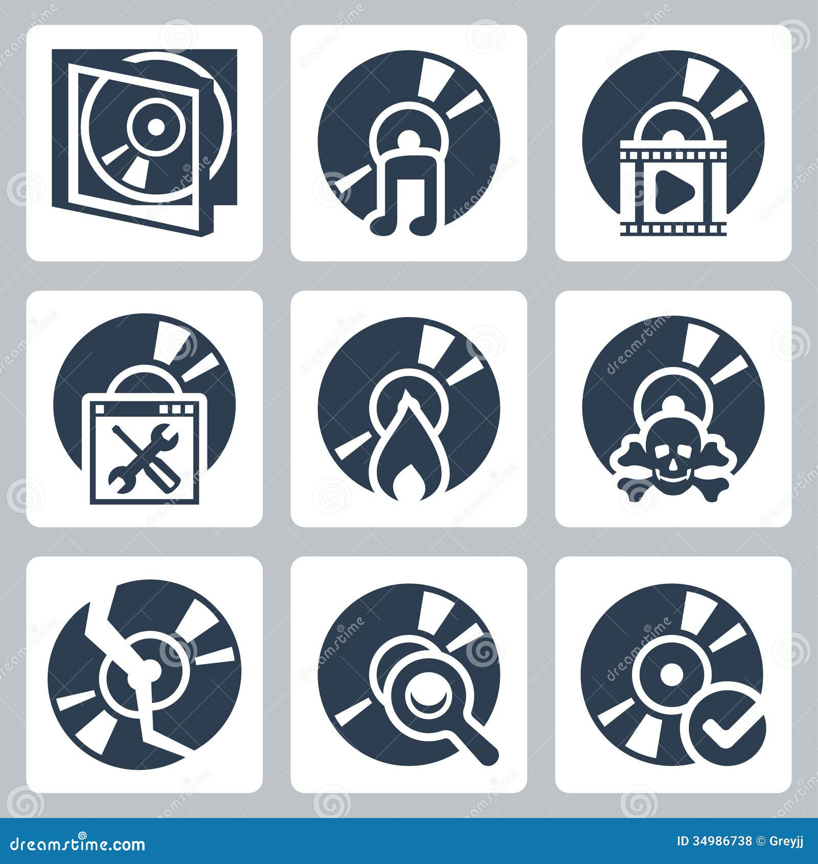 Vector Compact Disk Icons Set Stock Vector - Illustration of computer ...