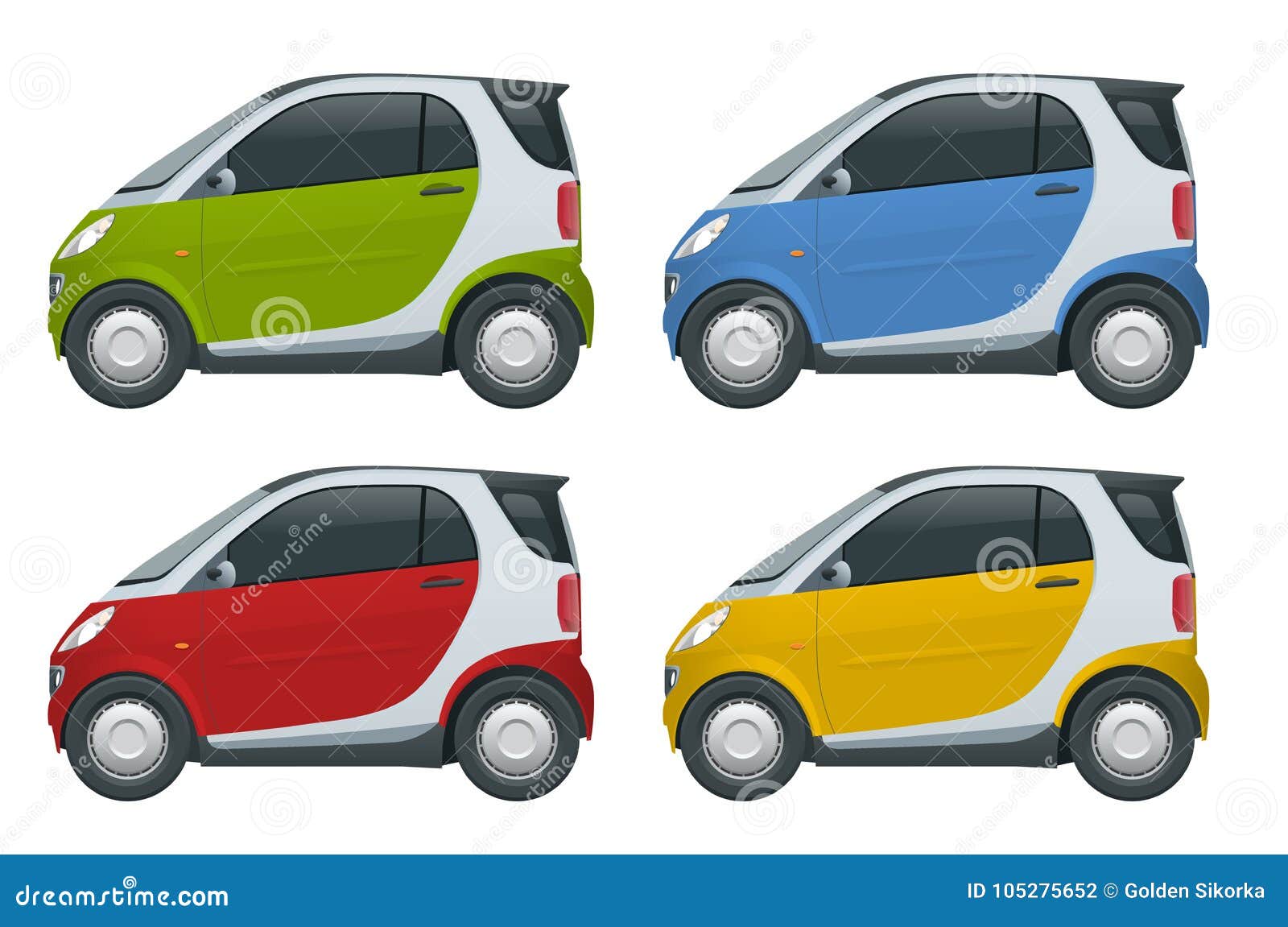 Vector Compact Small Car. Template Vector Isolated on White View Side ...