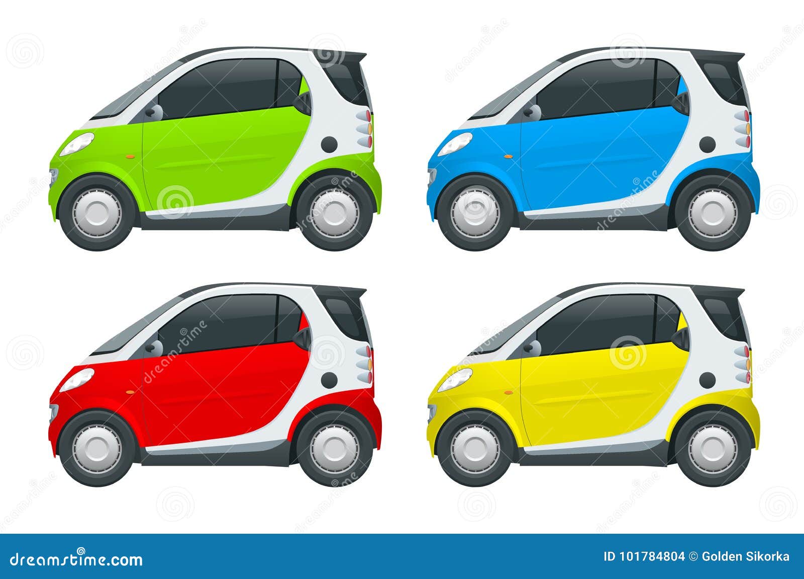 Vector Compacte Slimme Auto Klein Compact Hybride Voertuig Vector ...