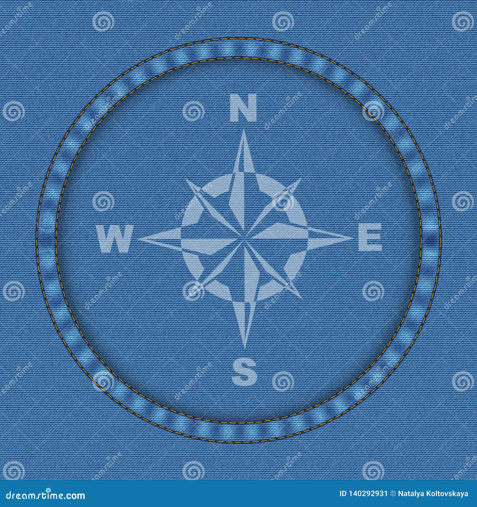 Vector Compass on the Blue Denim Texture Background, EPS 10 Stock ...