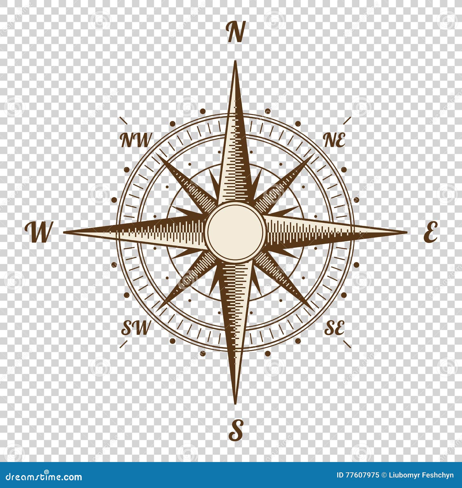 Vector Compass Height Quality Illustration Old Style West East North South Wind Rose
