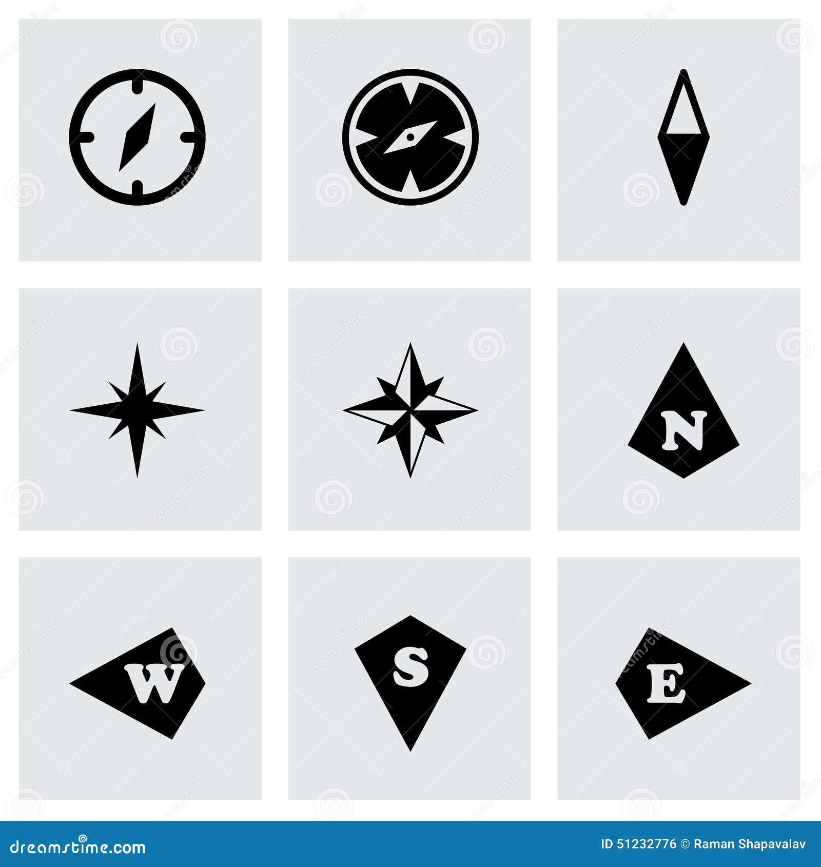 Vector compass icon set stock vector. Illustration of isolated - 51232776