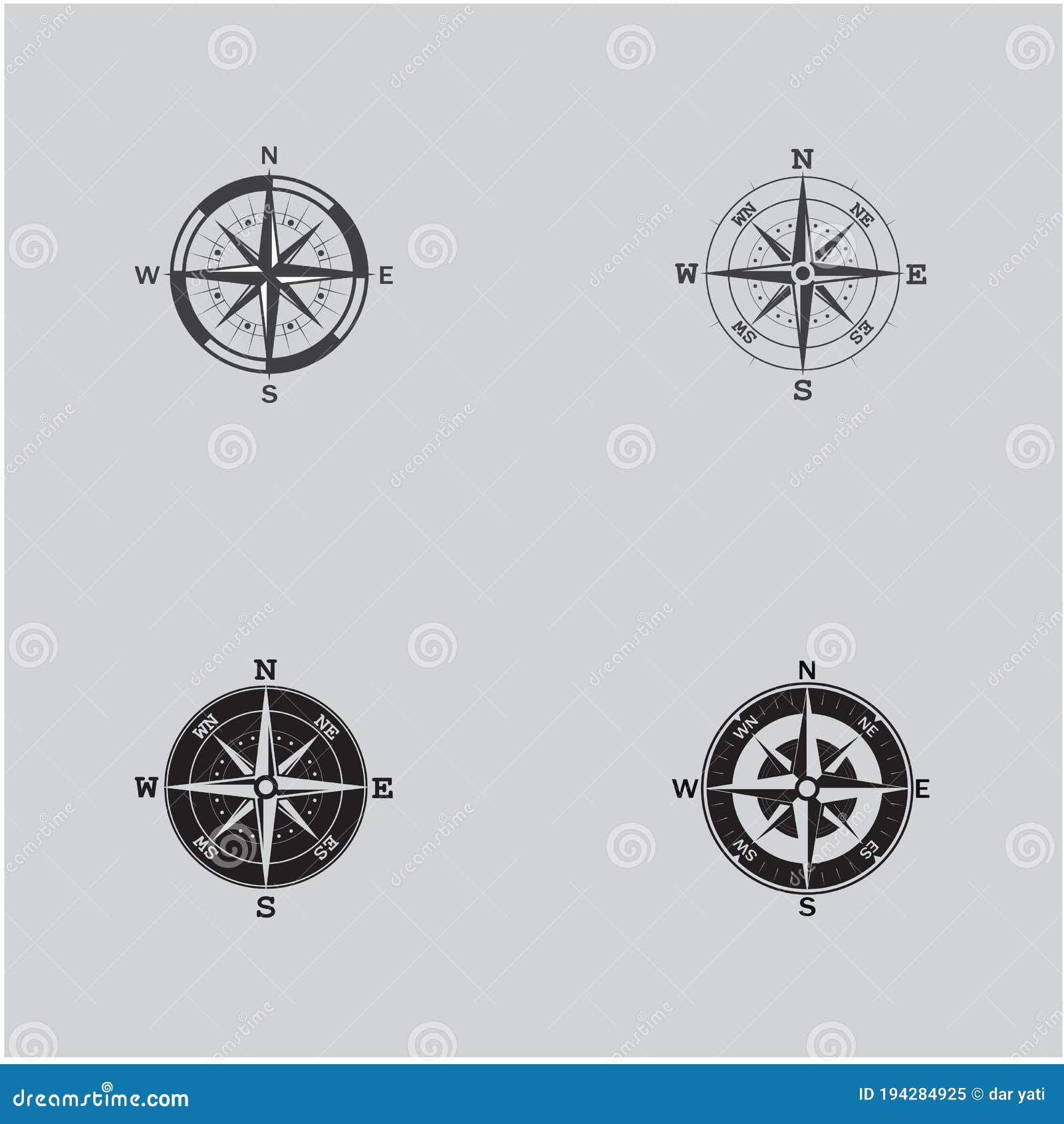 Vector - Compass Signs and Symbols Stock Vector - Illustration of ...