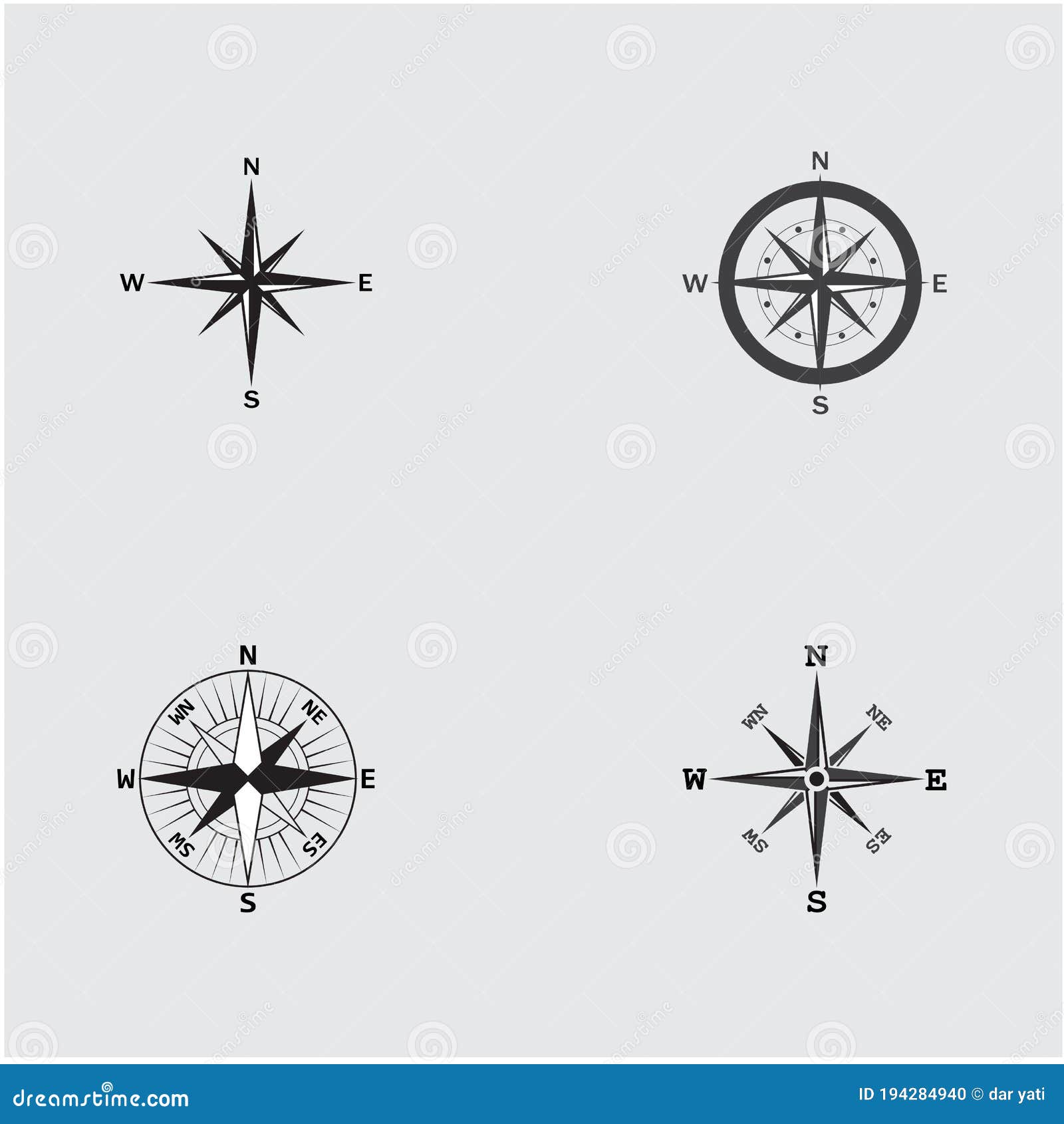 Vector - Compass Signs and Symbols Stock Vector - Illustration of ...