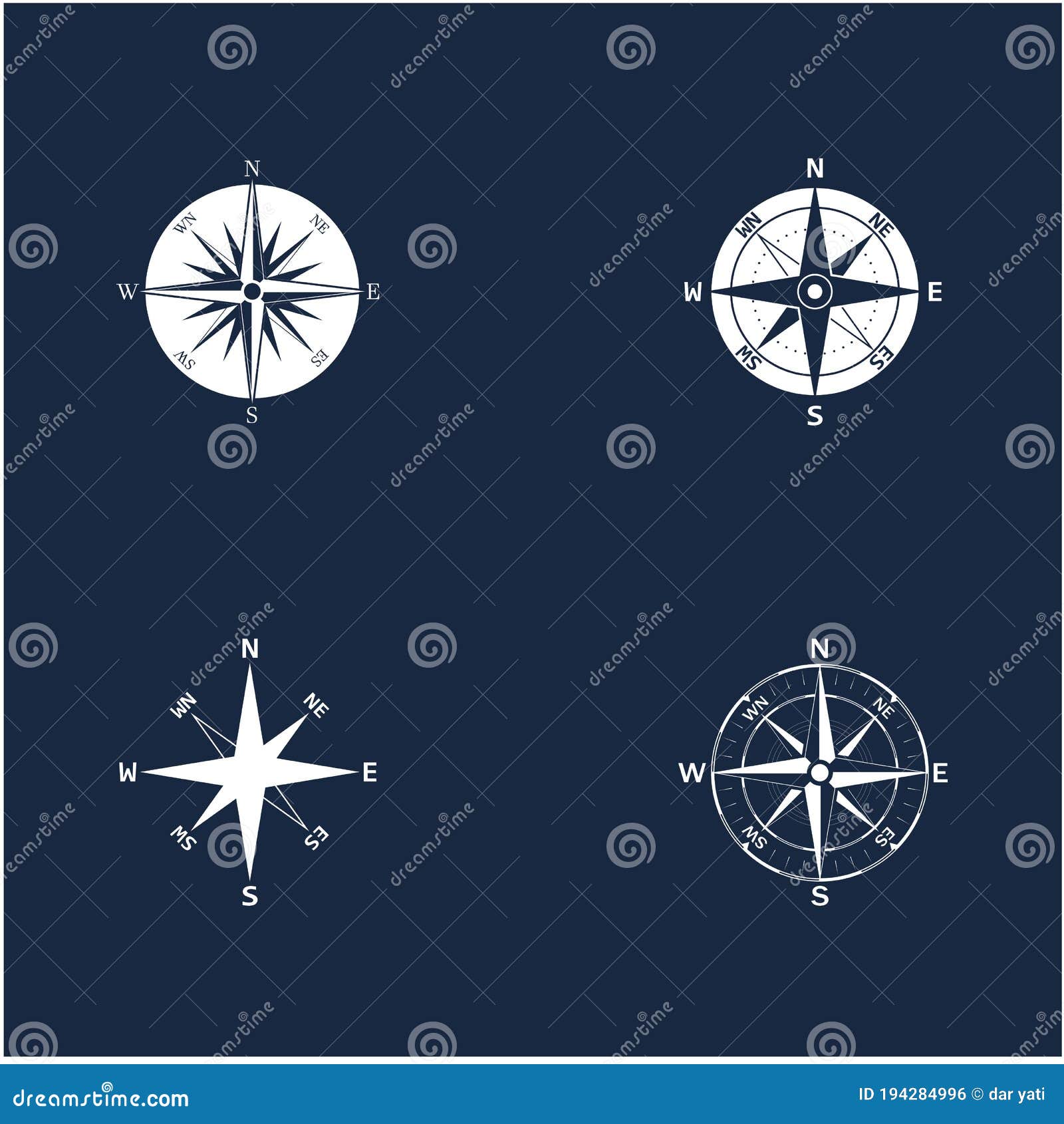Vector - Compass Signs and Symbols Stock Vector - Illustration of ...