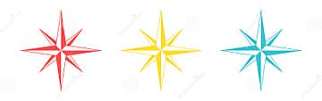 Vector Compass Star Icon in Multiple Color Stock Illustration ...
