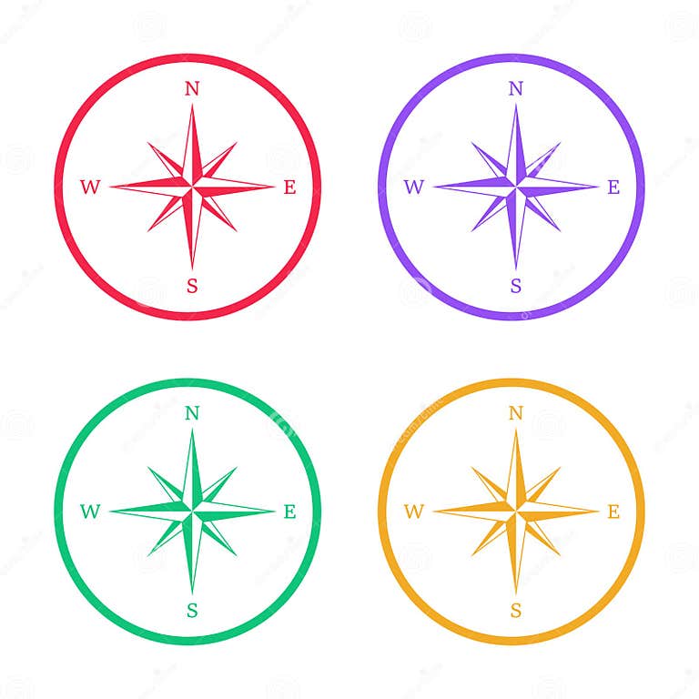 Vector Compass Star Icon in Multiple Color Stock Illustration ...