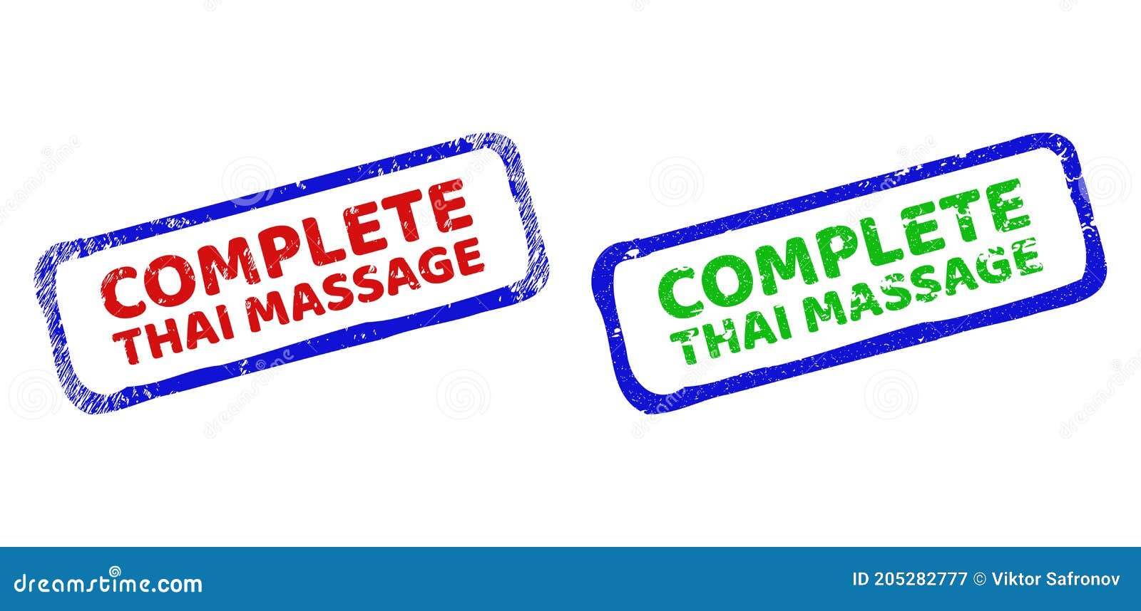 Complete Thai Massage Bicolor Rough Rectangular Stamps With Corroded