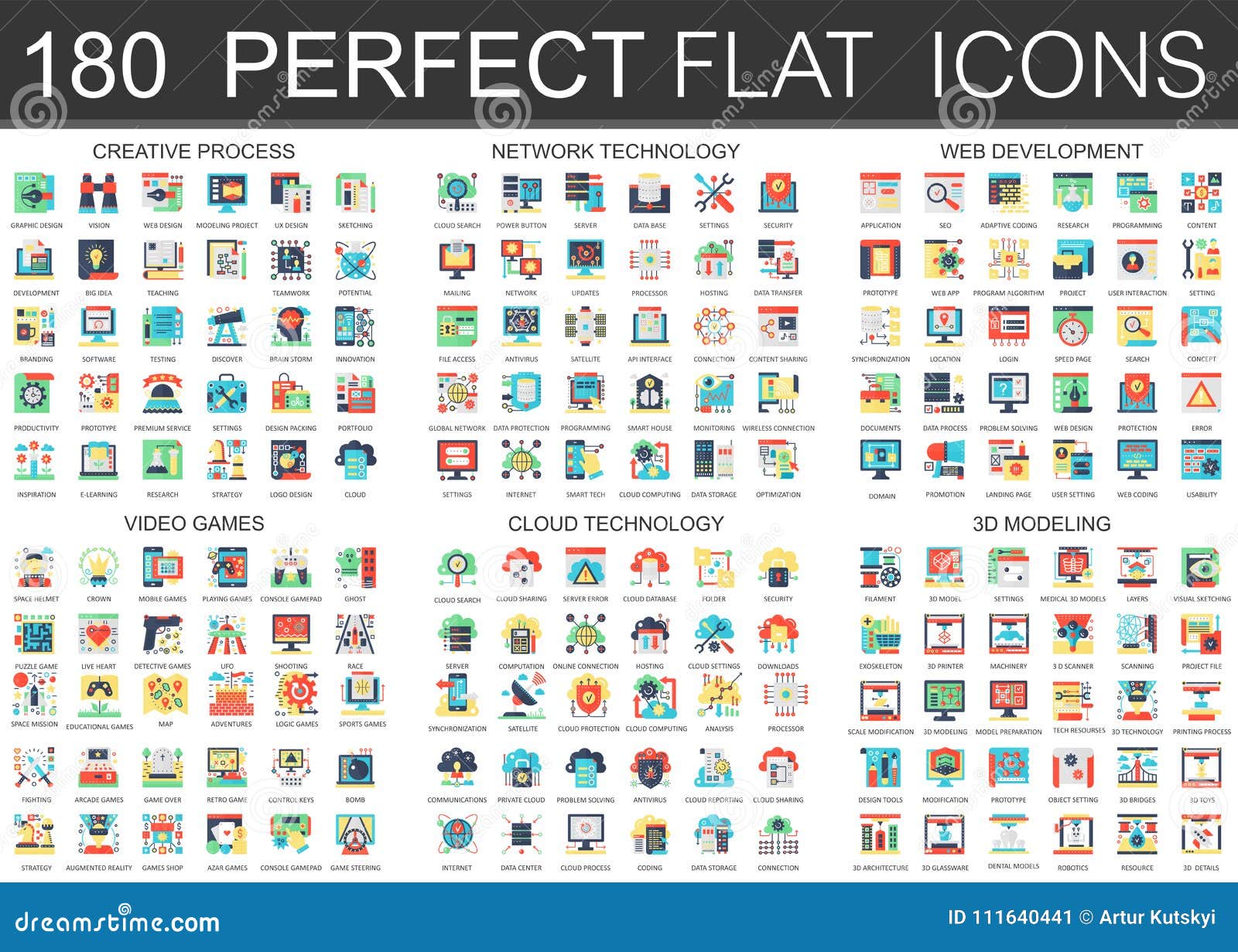 180 Vector Complex Flat Icons Concept Symbols Of Cyber Security ...